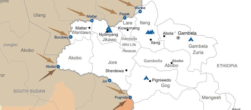 Map: Refugee flows into Gambella, Ethiopia | Radio Tamazuj